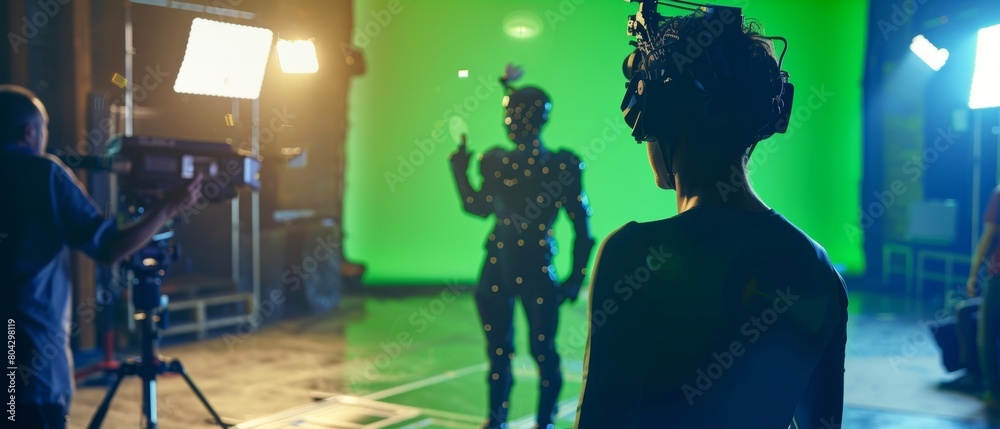 Film crew shooting blockbuster movie in Hollywood. Director commands ...