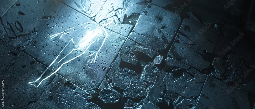 The Chalk Body Outline represents a crime scene of a gruesome murder on ...