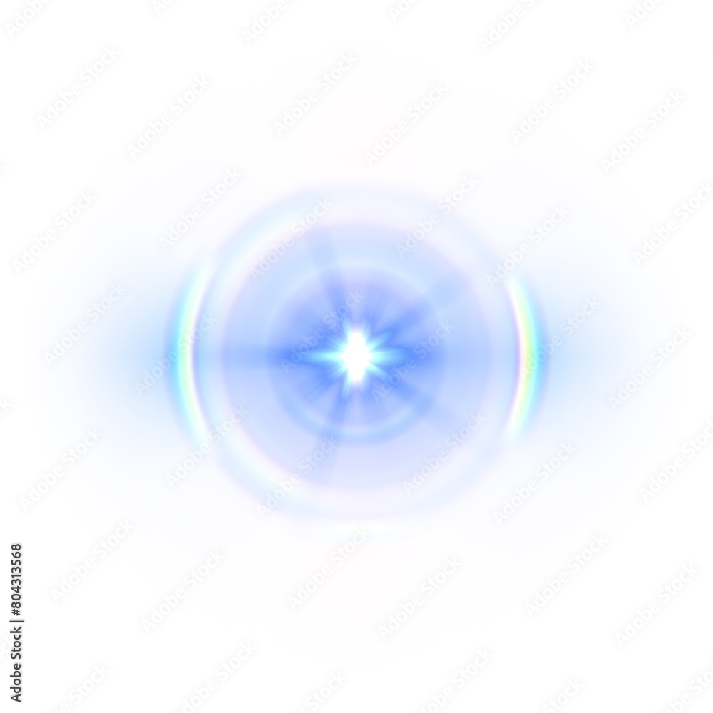Lighting flash effect with halo flare isolate on transparent ...