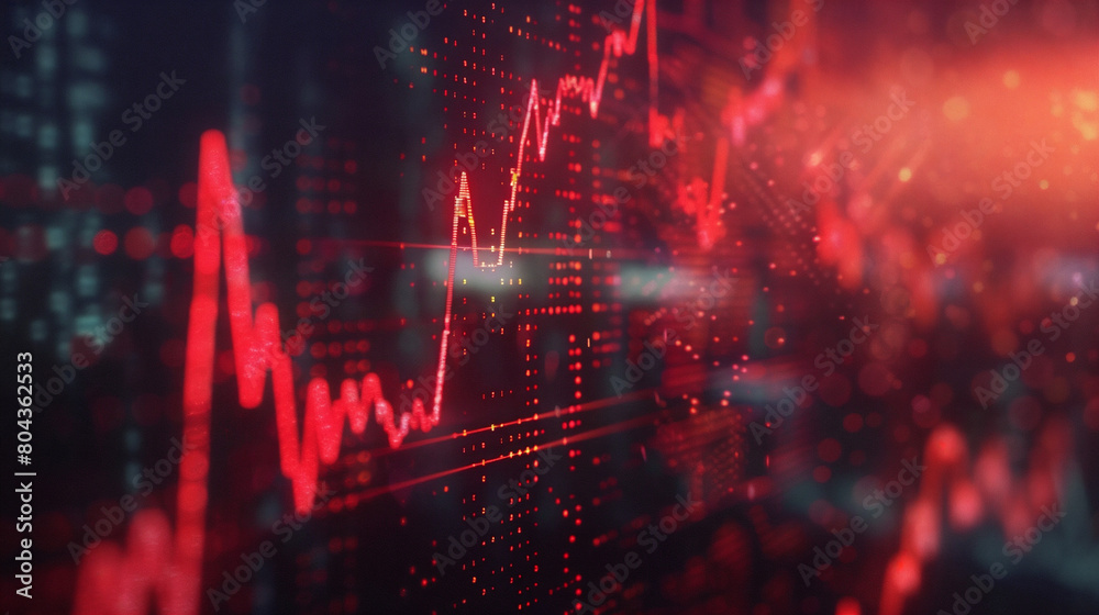Realistic depiction of a stock market graph falling, highlighted by a ...