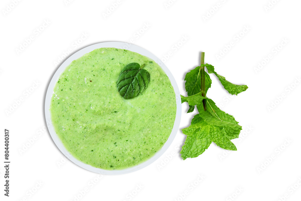 traditional homemade indian gujrati food recipe mix hurb green chutney ...
