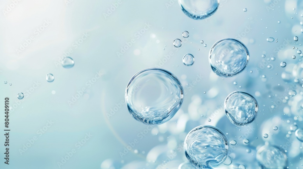 Flowing water bubbles,Water molecule,bubbles, light blue gradient ...