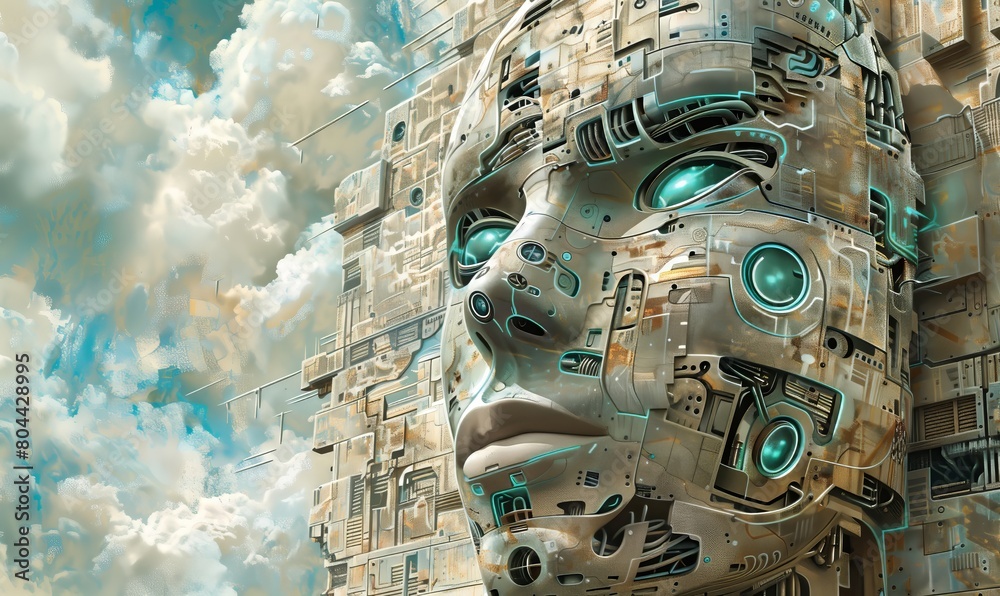 an artwork that captures the essence of Artificial Intelligence in ...