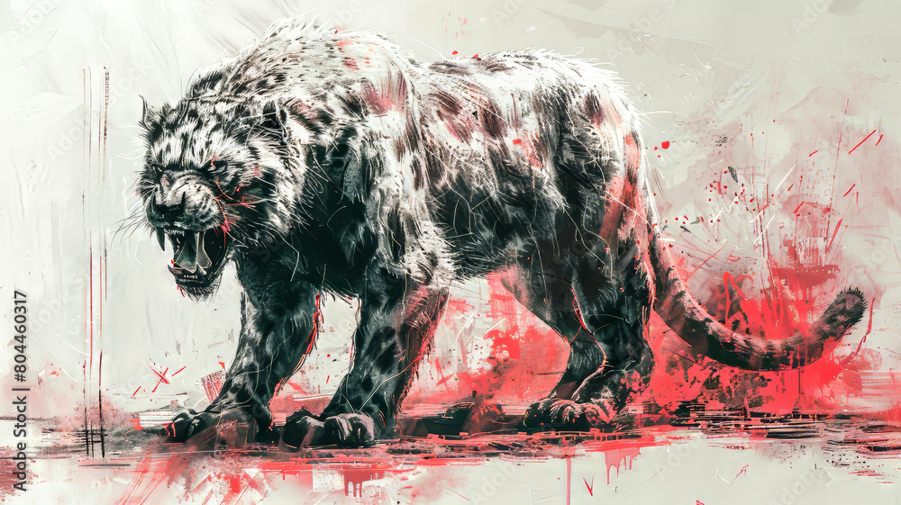 Sabertooth Tiger Illustration. Generated Image. A digital illustration ...