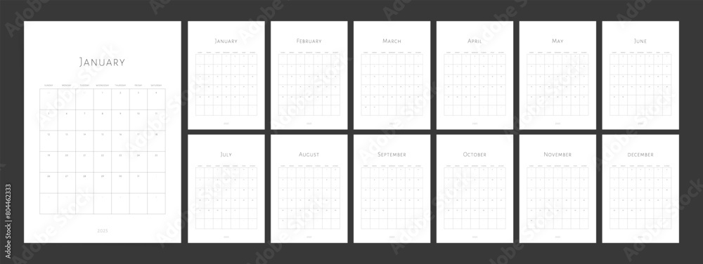 Calendar 2025. Calendar template 2025 for wall and desk use. Set of ...