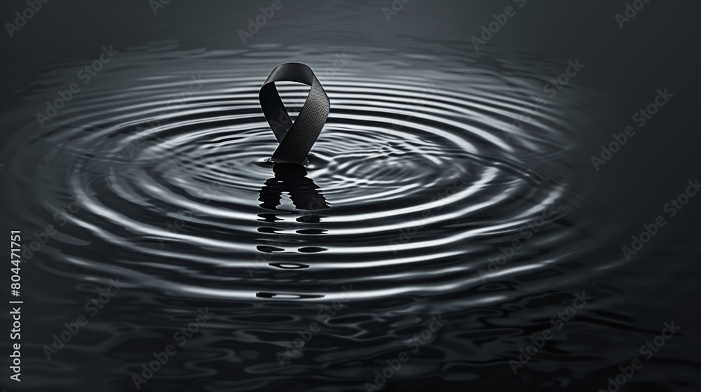 Black ribbon floating in water. for Skin cancer awareness, Melanoma ...