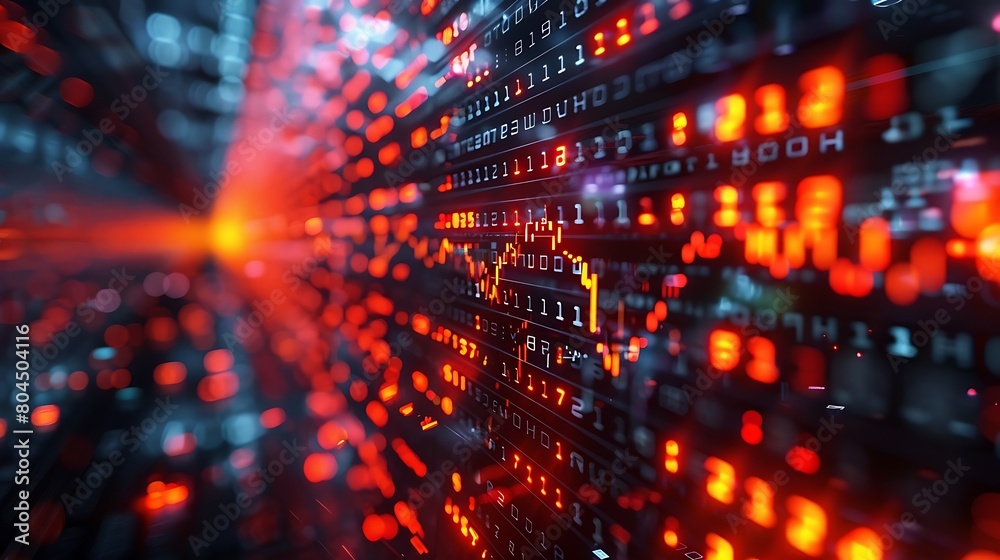 Show a futuristic visualization of financial analytics with a Data ...