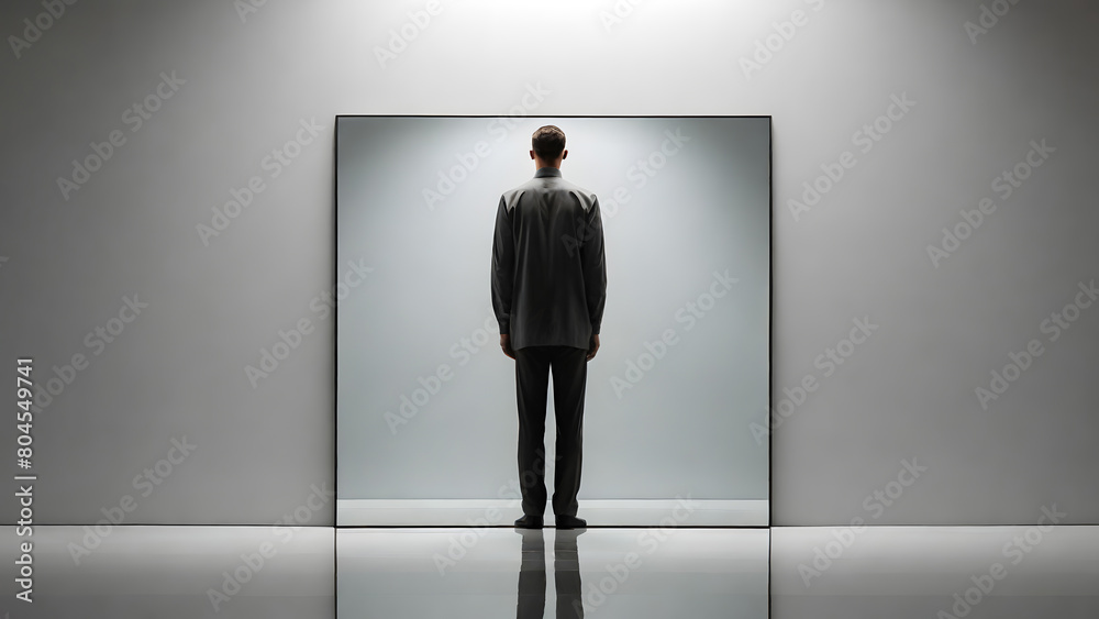 A lone man in formal dress, his back to the world, lost in thought ...