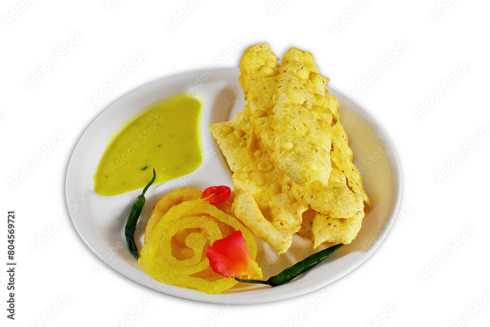 indian gujarati traditional tea time snack food fafda or fafda gathiya ...