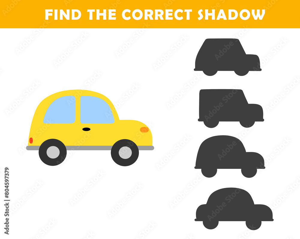 Shadow matching game for kids. Find the correct shadow. Educational ...