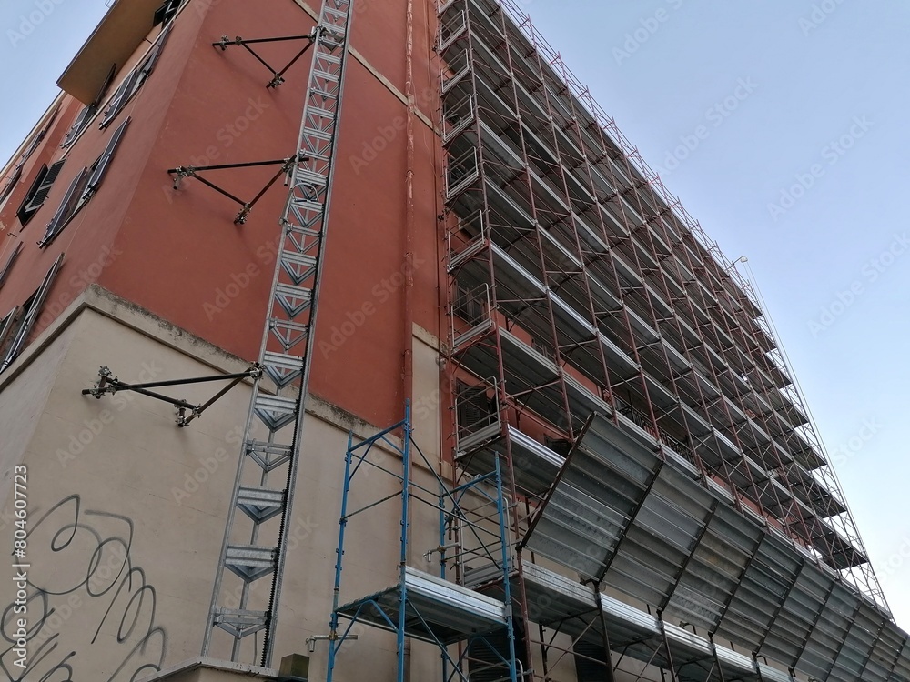 Rome, Italy - May 2, 2024, details of a building under renovation with ...