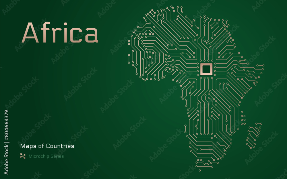 Africa Map with Shown in a Microchip Pattern. E-government. Continent ...