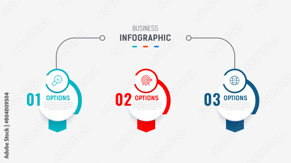 Three Step Infographic label design Vector template with line icons ...