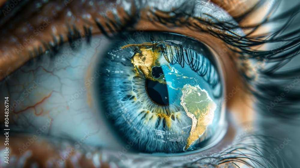 Human eye with a planet earth in the iris Stock Illustration | Adobe Stock