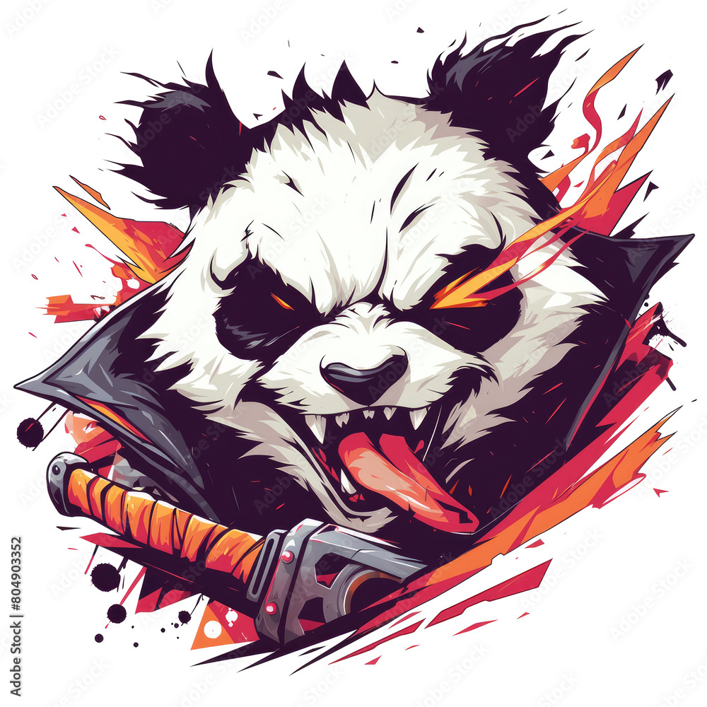 panda head mascot angry Stock Photo | Adobe Stock