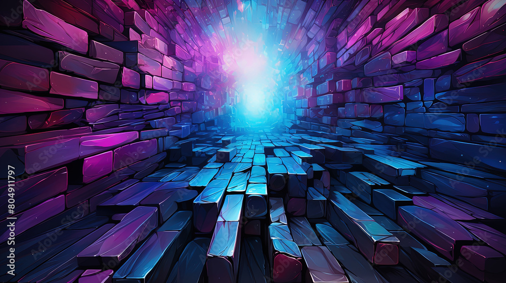 Zoomed Neon Square Blocks Oil Painting Representing With Colors of ...
