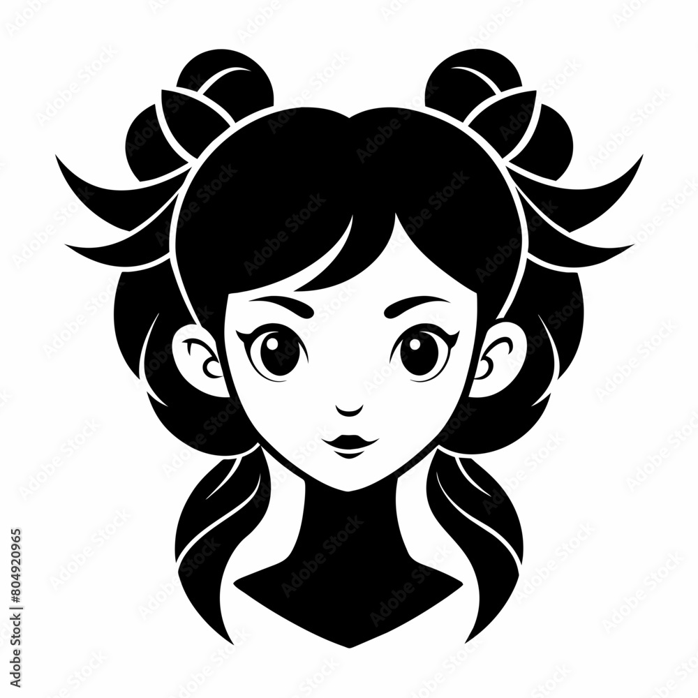 Beauty hear style girl face silhouette vector illustration isolated on ...