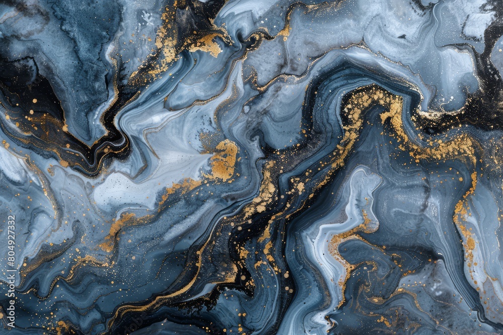 A surface made of blue and gold colors, in the style of marble stone or ...