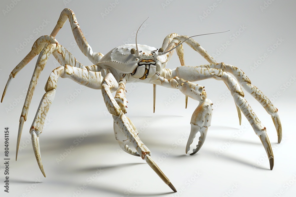 Spider crab, 3D design, pure white backdrop, long limbs extended ...