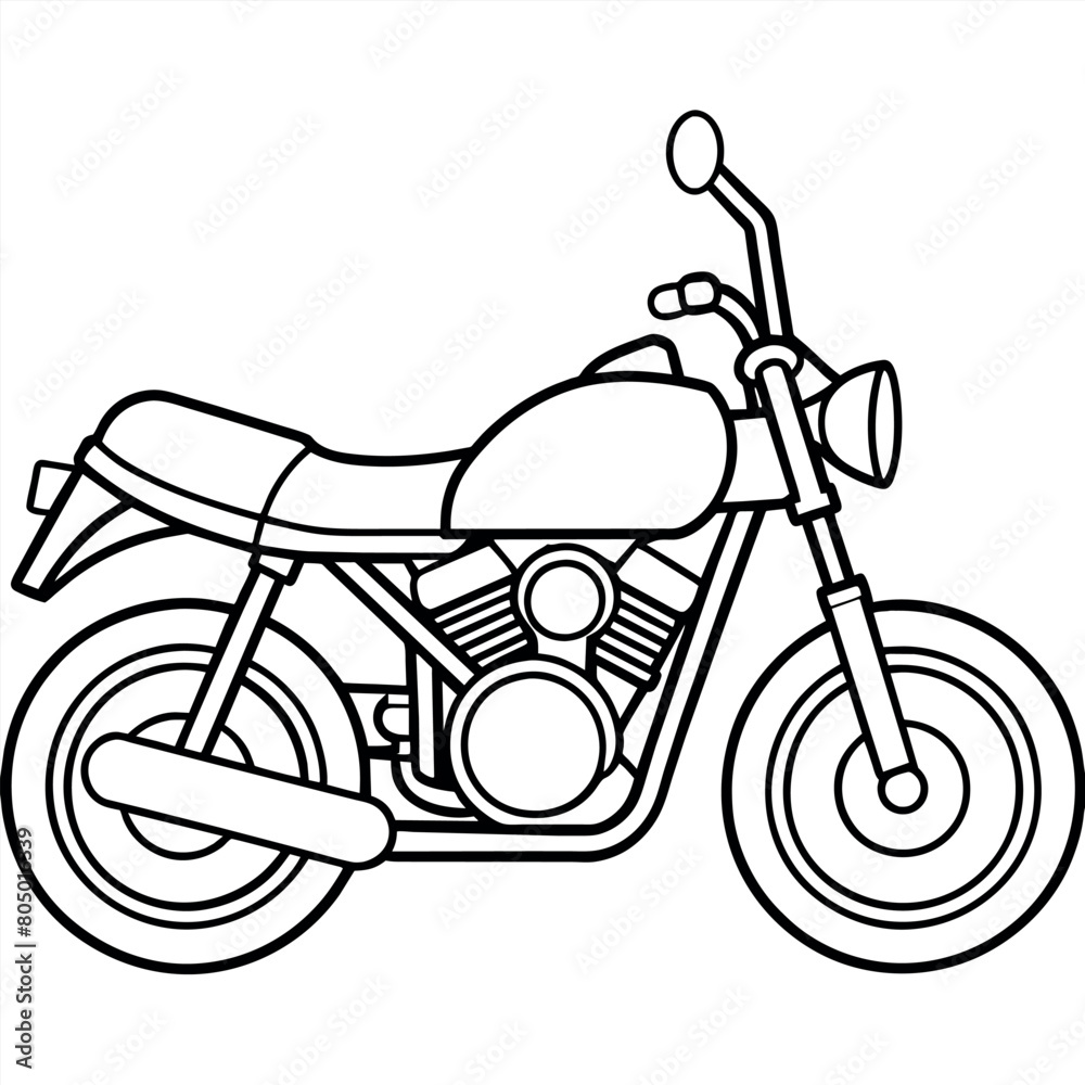 motorcycle outline illustration digital coloring book page line art ...