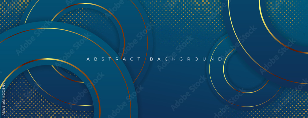 blue and gold circular background with halftone. vector illustration ...