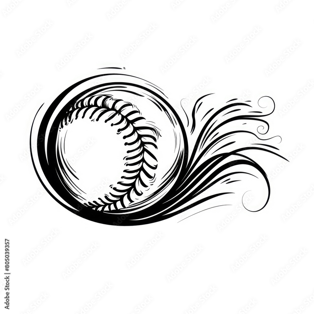 Baseball Text Tail Swoosh with Underline Swirl. Retro Calligraphy Font ...
