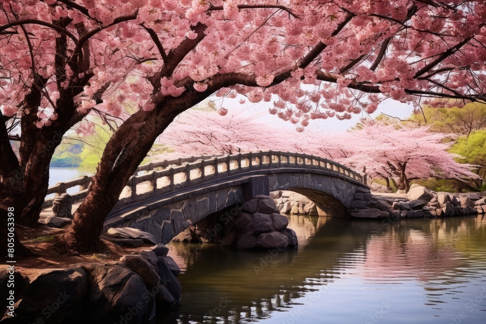Stone Bridge to Island: A stone bridge leading to a small island ...