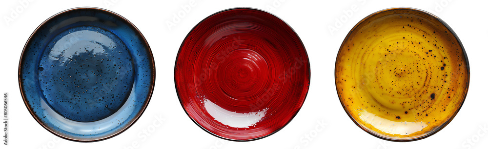 Blue plate set PNG. Red ceramic plate PNG. Yellow plate with texture ...