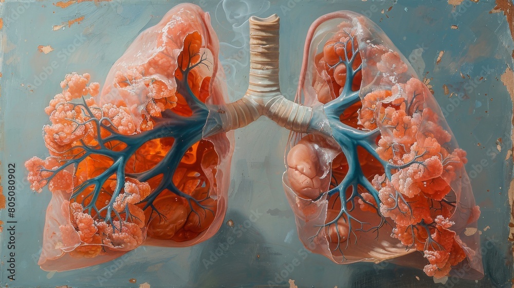 Depict the process of inhalation, showing how the diaphragm and ...