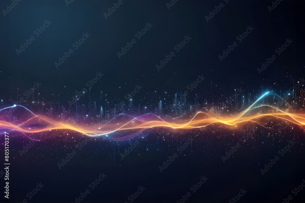 Future technology wave particle background, technology particle line ...