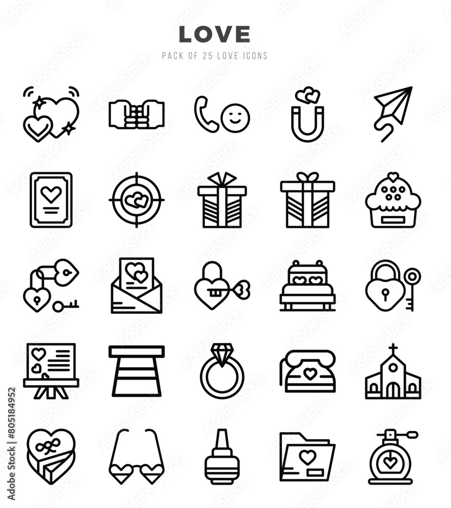 Love Lineal icons collection. Lineal icons pack. Vector illustration Stock Vector | Adobe Stock