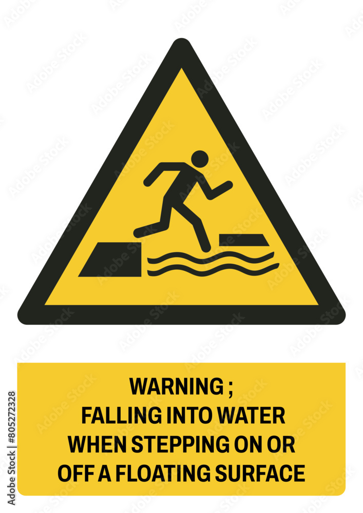 ISO warning safety signs_warning ; falling into water when stepping on ...