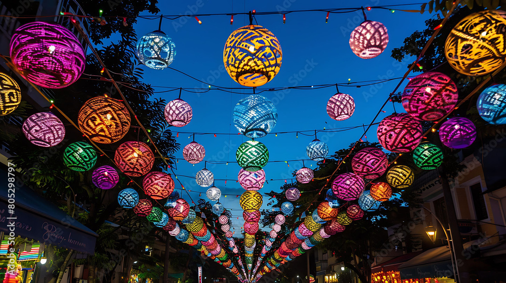 Mid Autumn Festival and vesak festival . (Vesak Lighting Nest) Stock ...