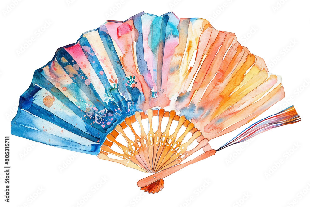 Whimsy watercolor of A hand fan clipart, watercolor clipart, Perfect ...