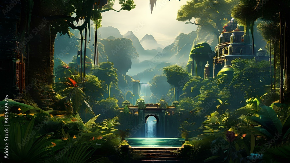 Jungle dreams designing a wallpaper with dreamy scenes of mystical ...