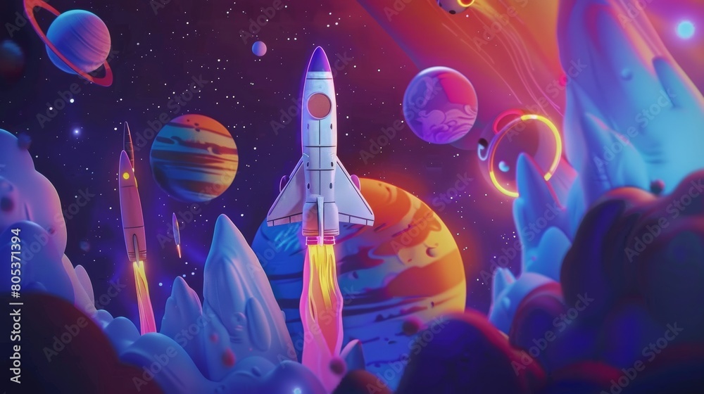 X-ray cartoon web banner, invitation to space fest, for music show or ...