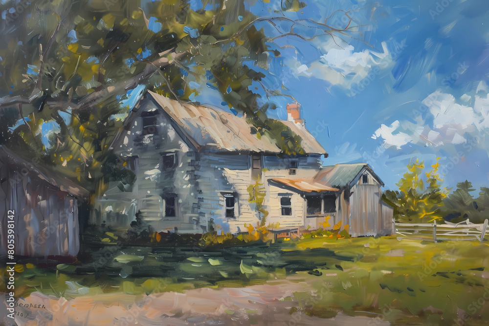 Shaker Style House (Oil Painting) - Originated in the United States in ...