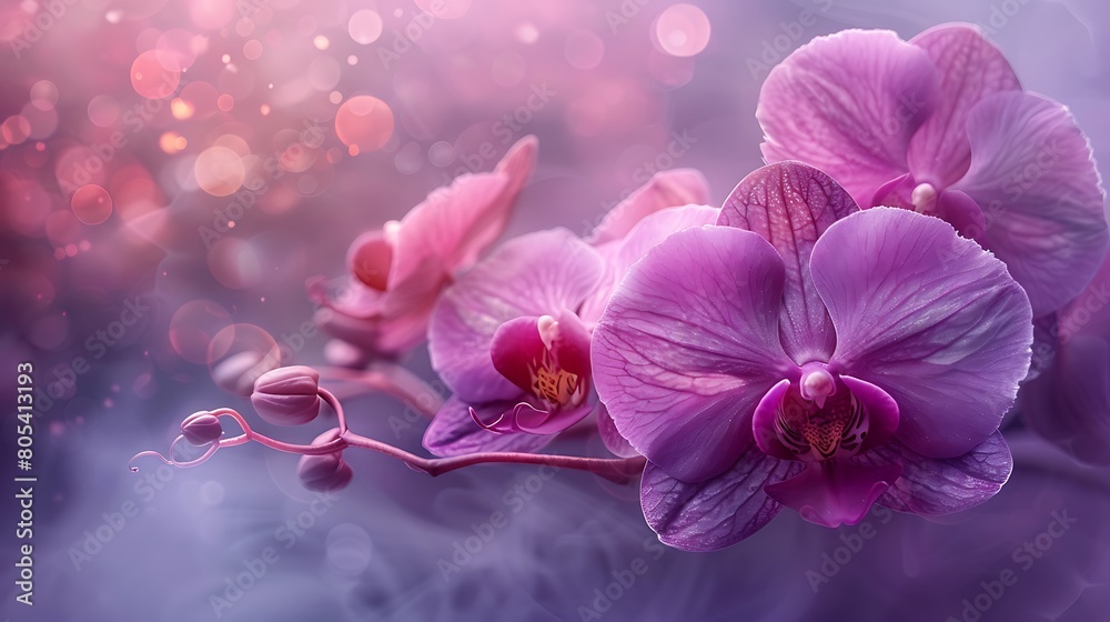 Abstract orchid petals in deep amethyst, softly blending into a muted ...