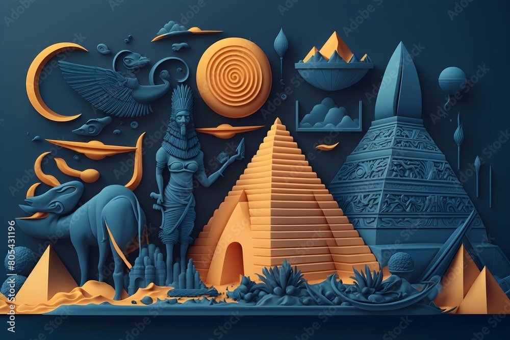 Creative artwork of Egyptian-themed background - An artistic rendition ...
