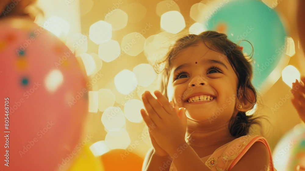 cute indian little girl clapping Stock Photo | Adobe Stock