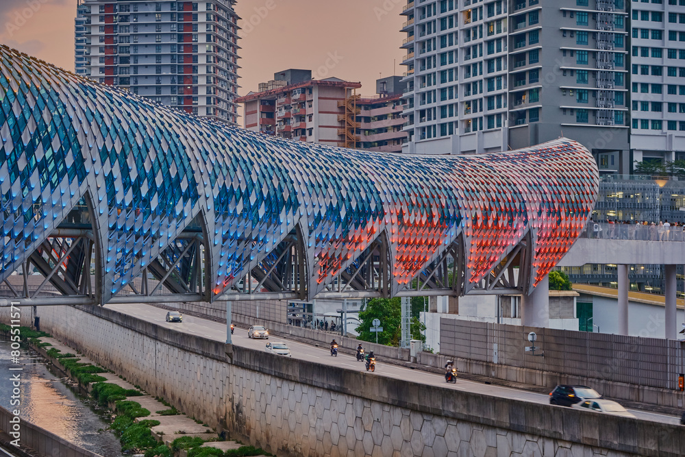 Saloma Link bridge in Kuala Lumpur, Malaysia is a 69 meters combined ...