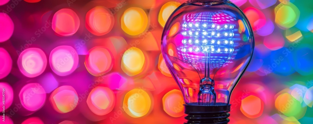 Visualize quantum dots integrated into a LED light bulb, showcasing ...