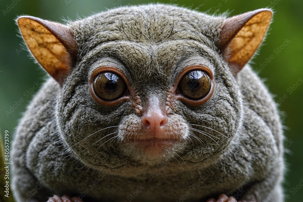 top close and full framed view of Philippine Tarsier head , detailed ...