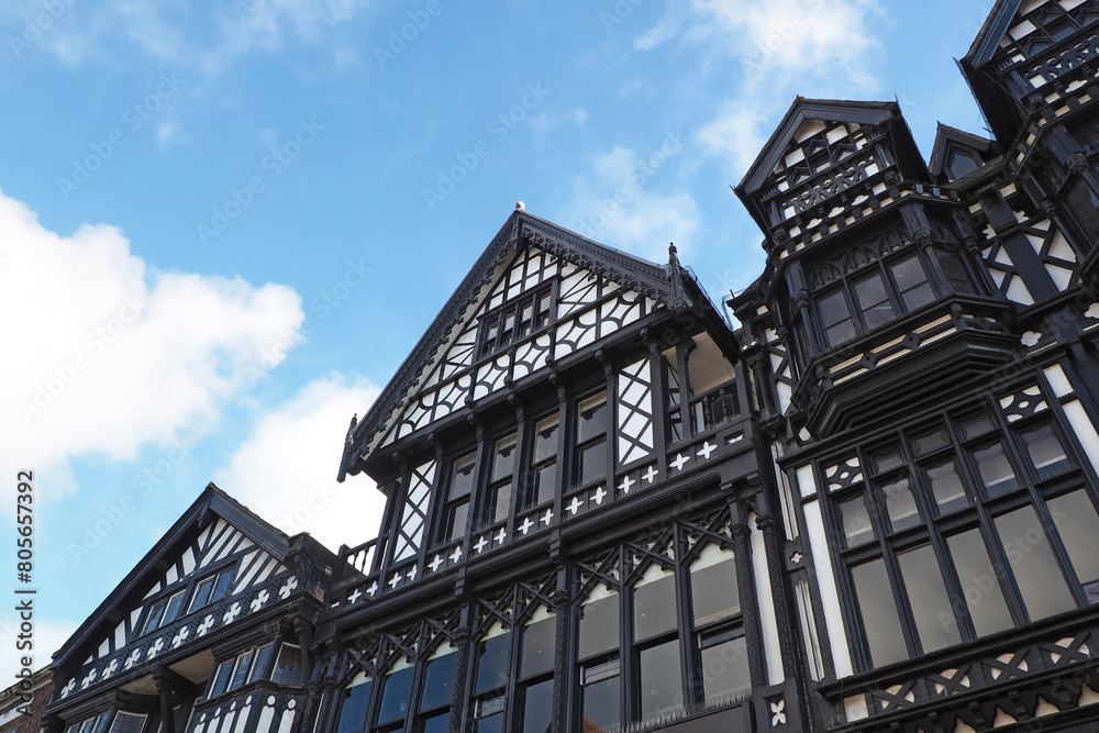 Typical old half timbered black and white tudor, jacobean style ...