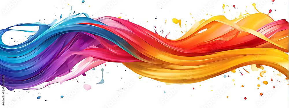 Color brush paint ribbon stroke swirl abstract splash background wave ...