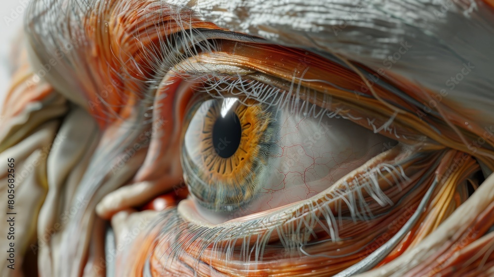 Complete 360-degree close-up of the eye's muscles, showing detailed ...