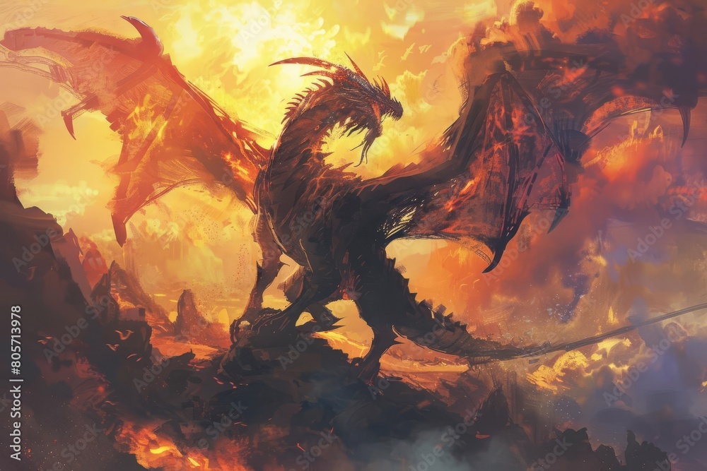 majestic dragon in fantasy concept art mythological creature in ...