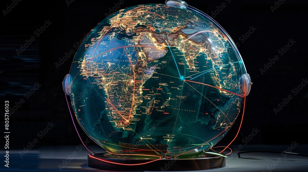 Globe with Trade Routes Connecting Rare Earth Suppliers and Consumers ...