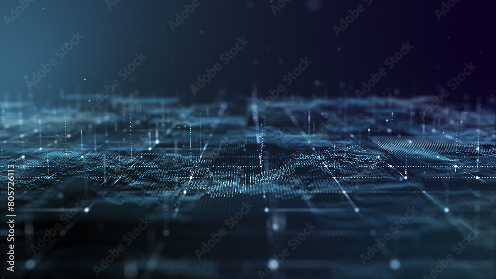Стокова ілюстрація Futuristic digital geology terrain, digital data ...