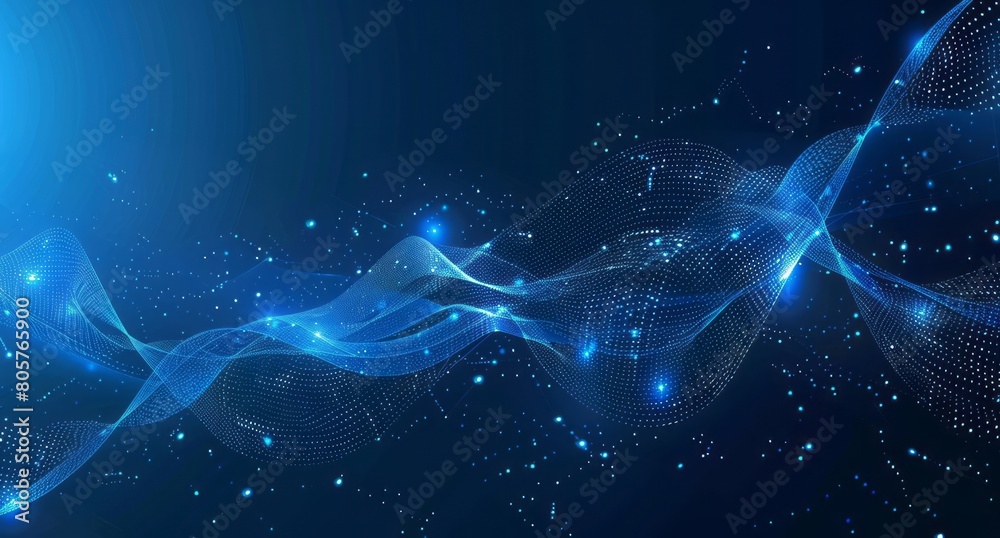 Dark blue tech background with dynamic light streaks and a vibrant glow ...